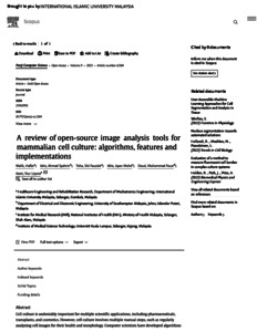 A review of open-source image analysis tools for mammalian cell culture: algorithms, features ...